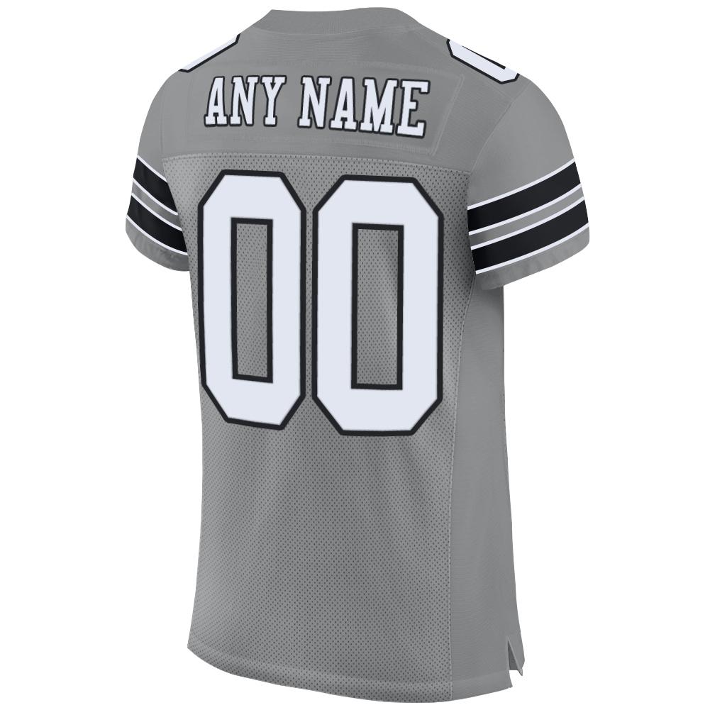 Custom Gray White-Black Mesh Authentic Football Jersey – FiitgCustom